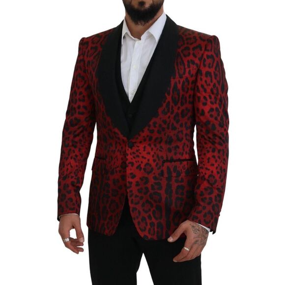 Dolce & Gabbana | Jackets & Coats | Dolce Gabbana Red Leopard Blazer ...